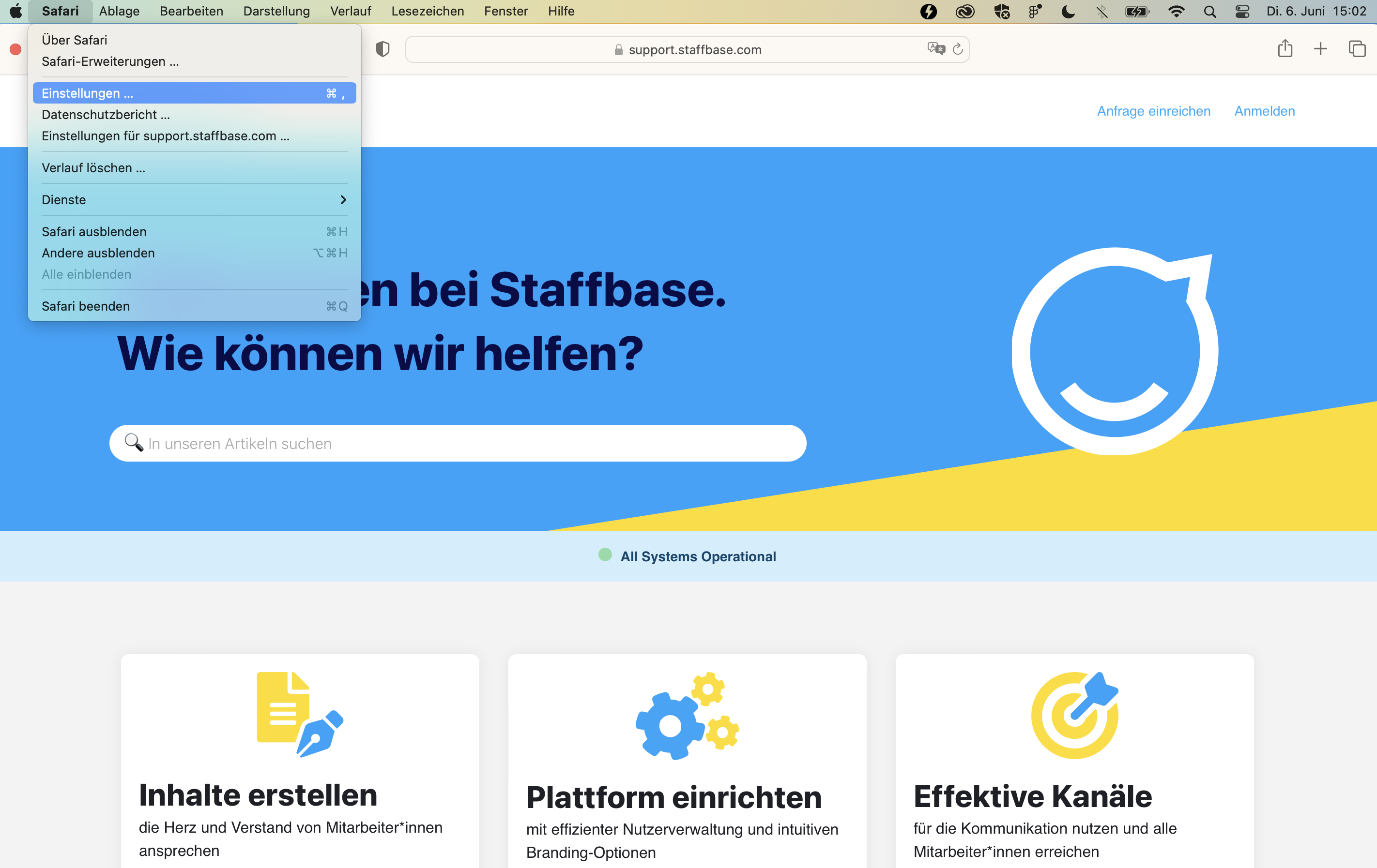 Öffnen der Entwickler-Konsole – Staffbase Support Portal