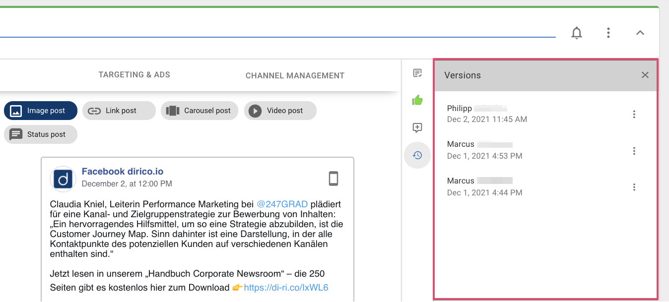 How to use the versioning in Communications Control – Staffbase Support ...