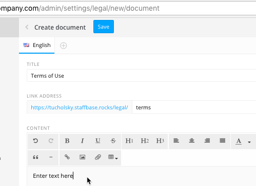 Creating a Legal Document – Staffbase Support Portal
