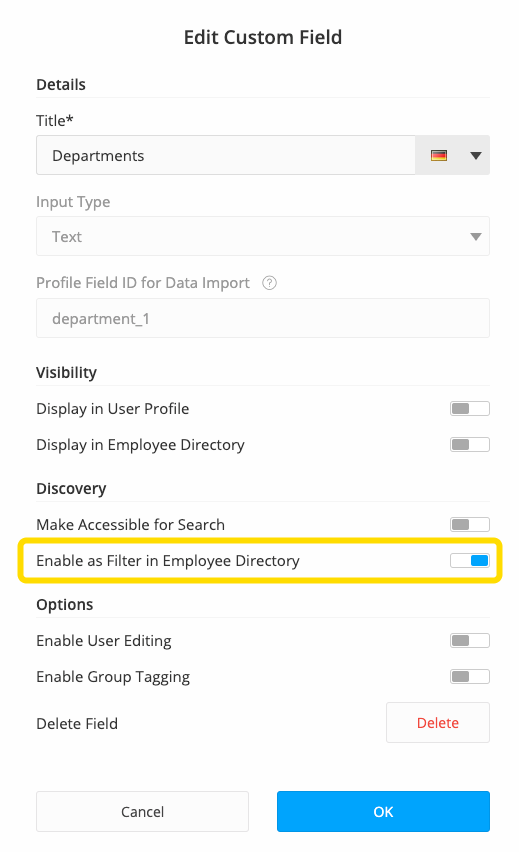 Configuring a Filter in the Employee Directory – Staffbase Support Portal