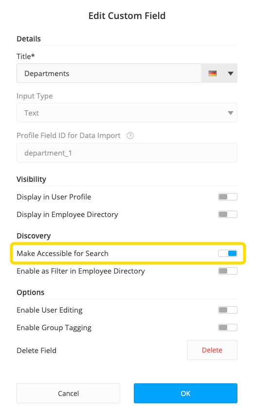 Configuring a Searchable Profile Field – Staffbase Support Portal