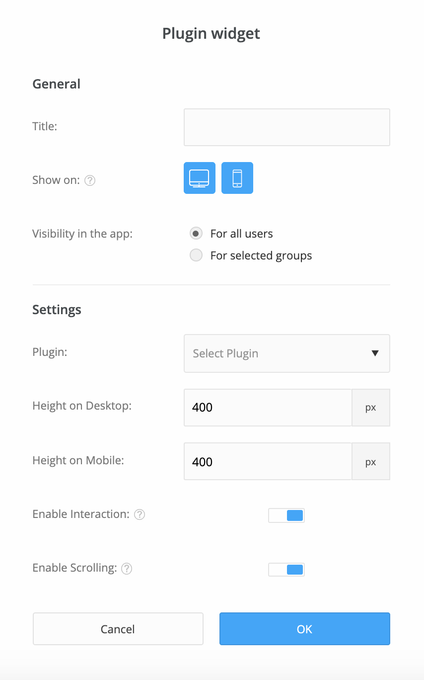 Configuring the Plugin Widget – Staffbase Support Portal