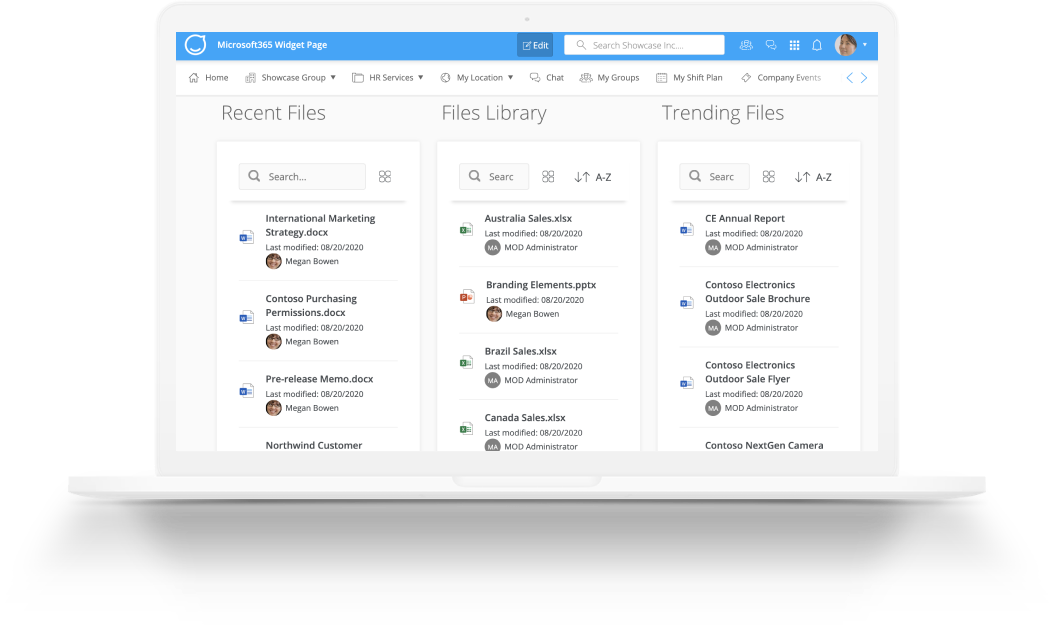 Overview of Microsoft 365 Widgets – Staffbase