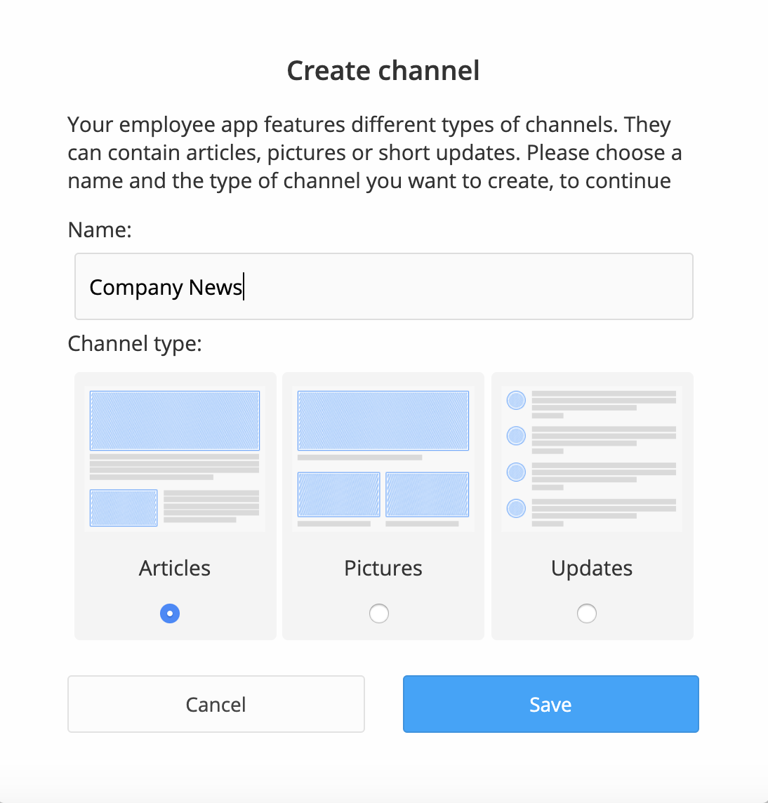 Creating a Channel – Staffbase